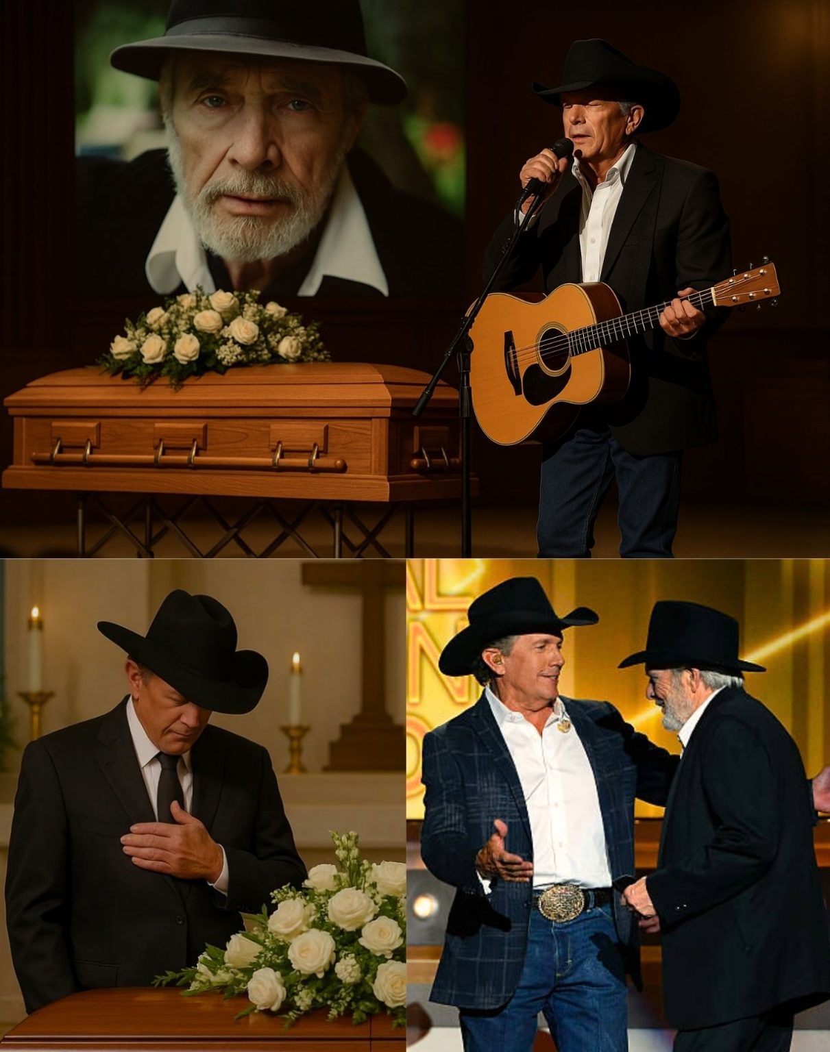George Strait stood beneath the dim glow of the chapel lights, his ...